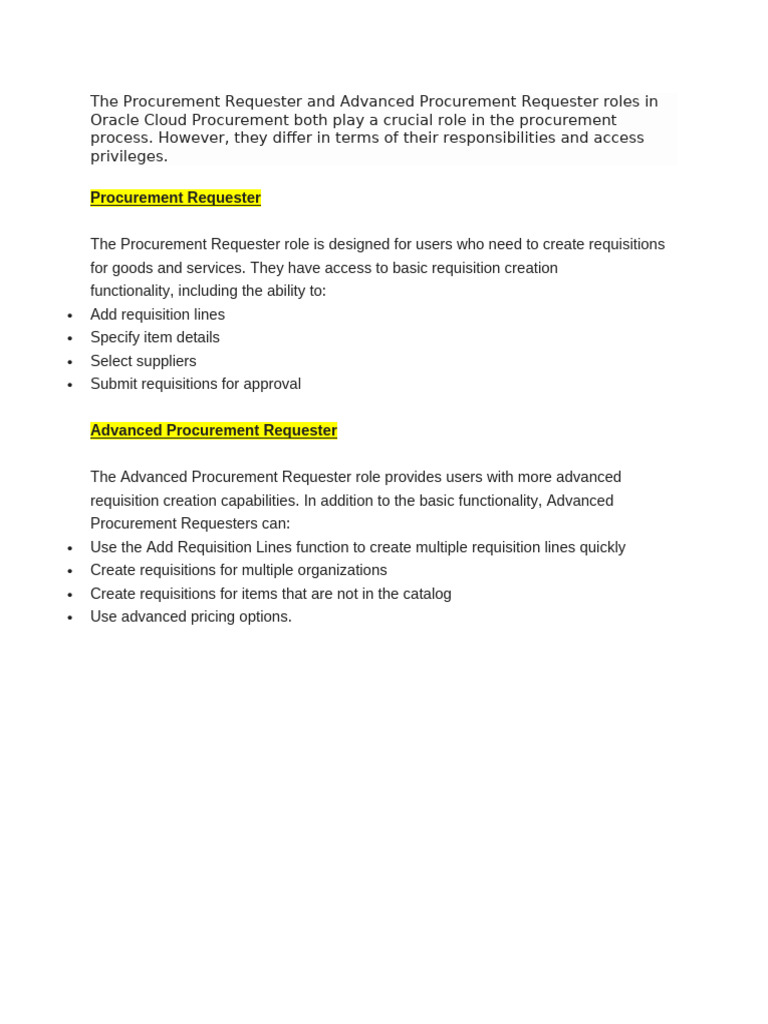 Requisition Roles Differences | PDF | Procurement | Computing