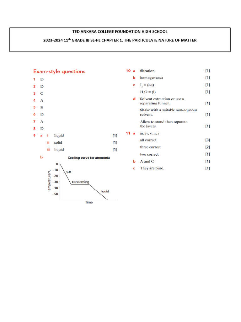 hw1. Key-The Particulate Nature of Matter-Exam Style Questions | PDF | Technology & Engineering