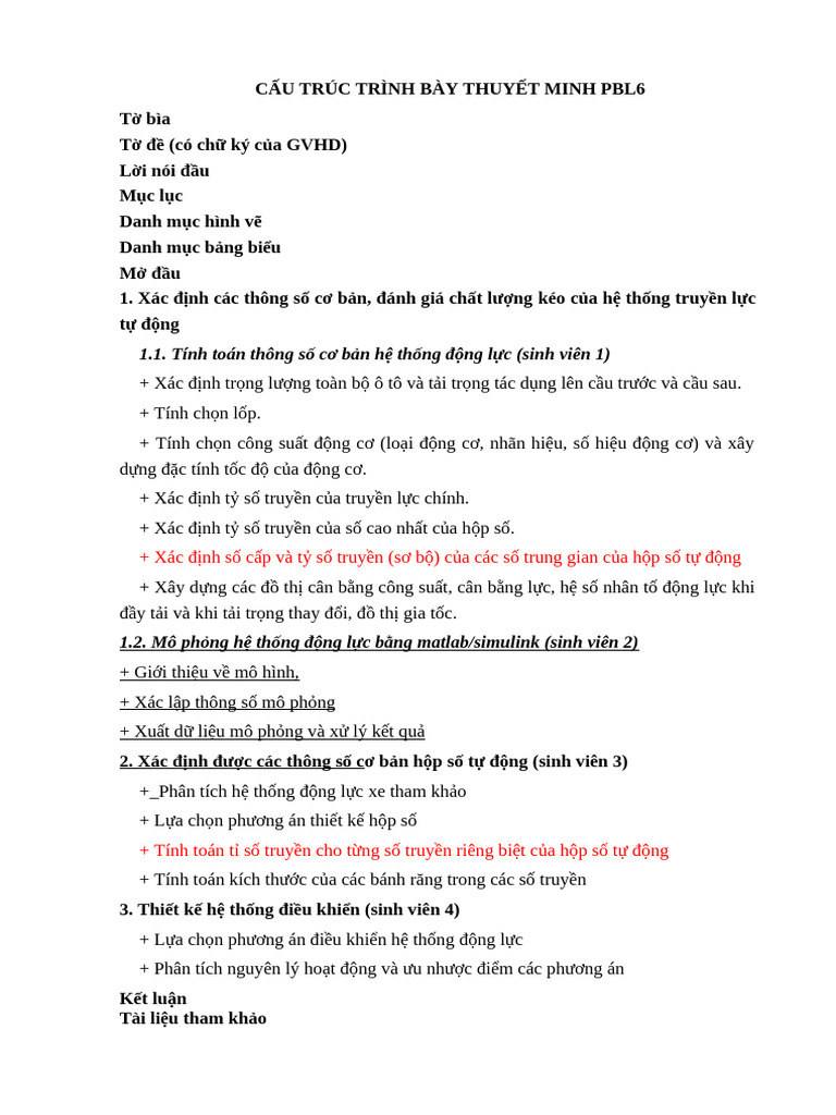 CẤU TRÚC TRÌNH BÀY THUYẾT MINH PBL6 | PDF