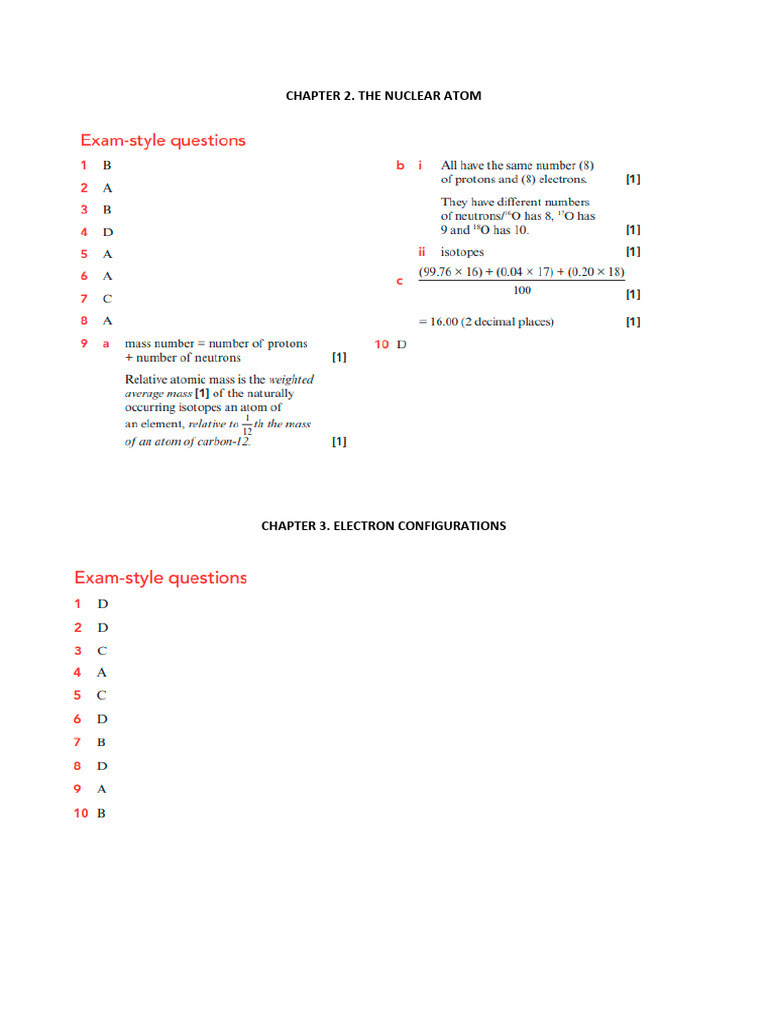 Chapter 2 The Nuclear Atom and Chapter 3 Electron Configurations Exam ... Chapter 2 The Nuclear Atom and Chapter 3 Electron Configurations Exam ...