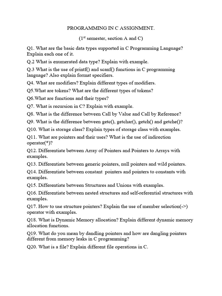 Programming in C Assignment | PDF | Computers
