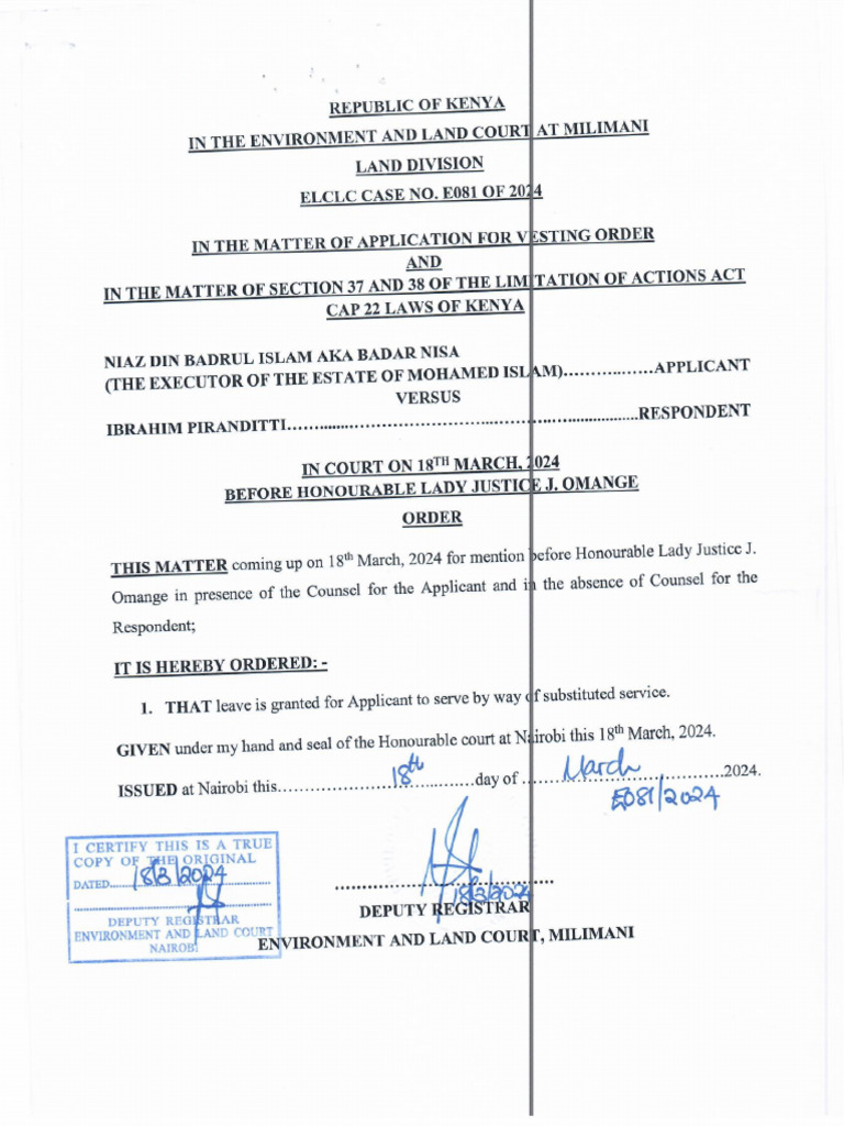 Order For Substituted Service | PDF