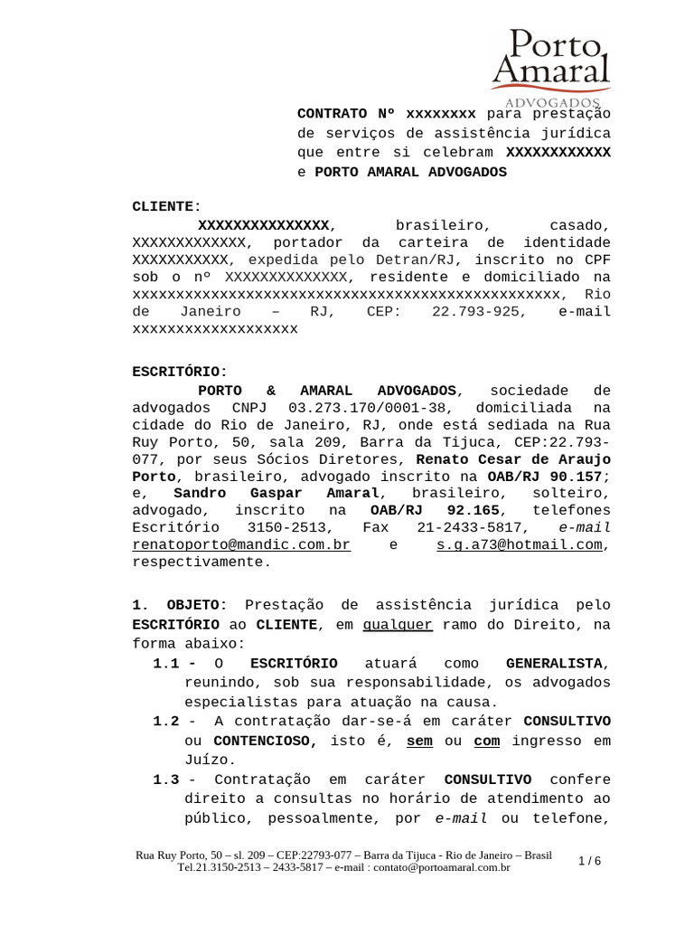 Contrato de Prestação de Serviços Jurídicos | PDF | Conta de transação ...