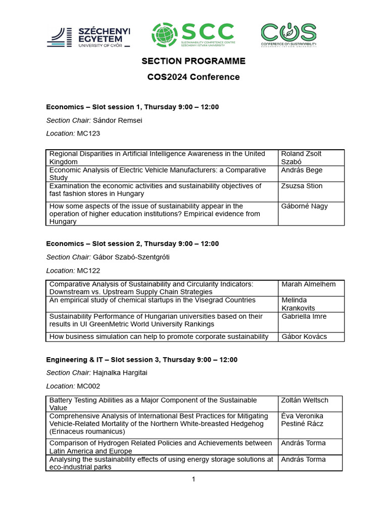 COS2024: Sustainability & Innovation | PDF | Sustainability ...