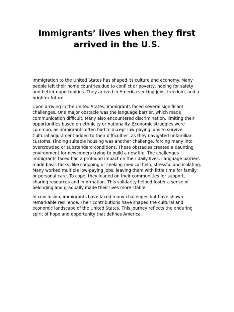 Immigrants' Challenges in the U.S. | PDF | Social Science | Wellness