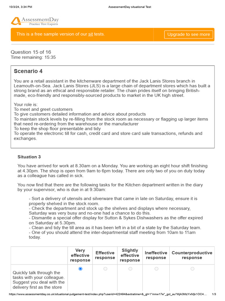 AssessmentDay Situational Test 15 | PDF | Business
