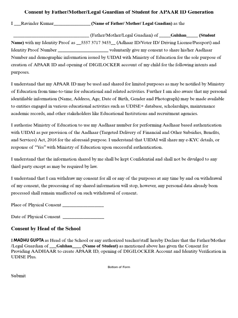 UPDATED - Consent by Father or Mother and Legal Guardian of APAAR ID - Docx - 20241013 - 081158 ...