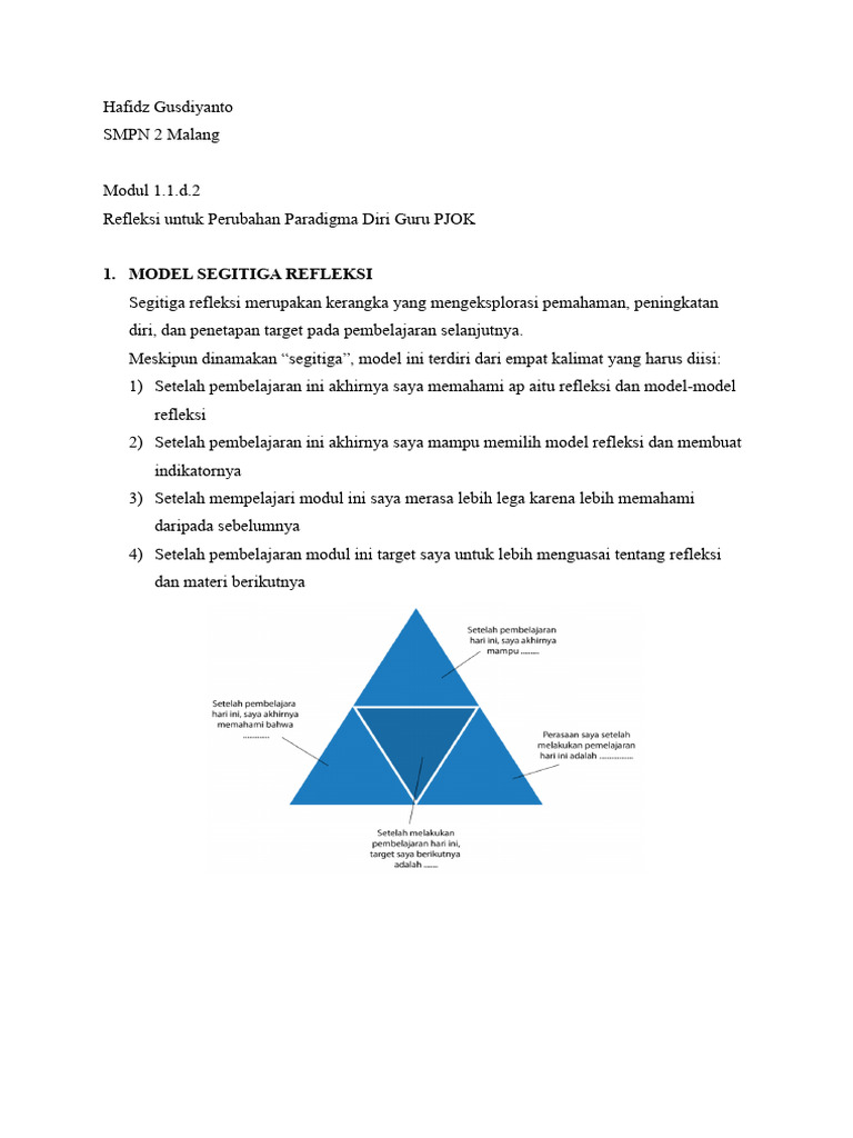 1.1.d.2. Refleksi - Framework Dan Model-Model Refleksi | PDF | Karier ...