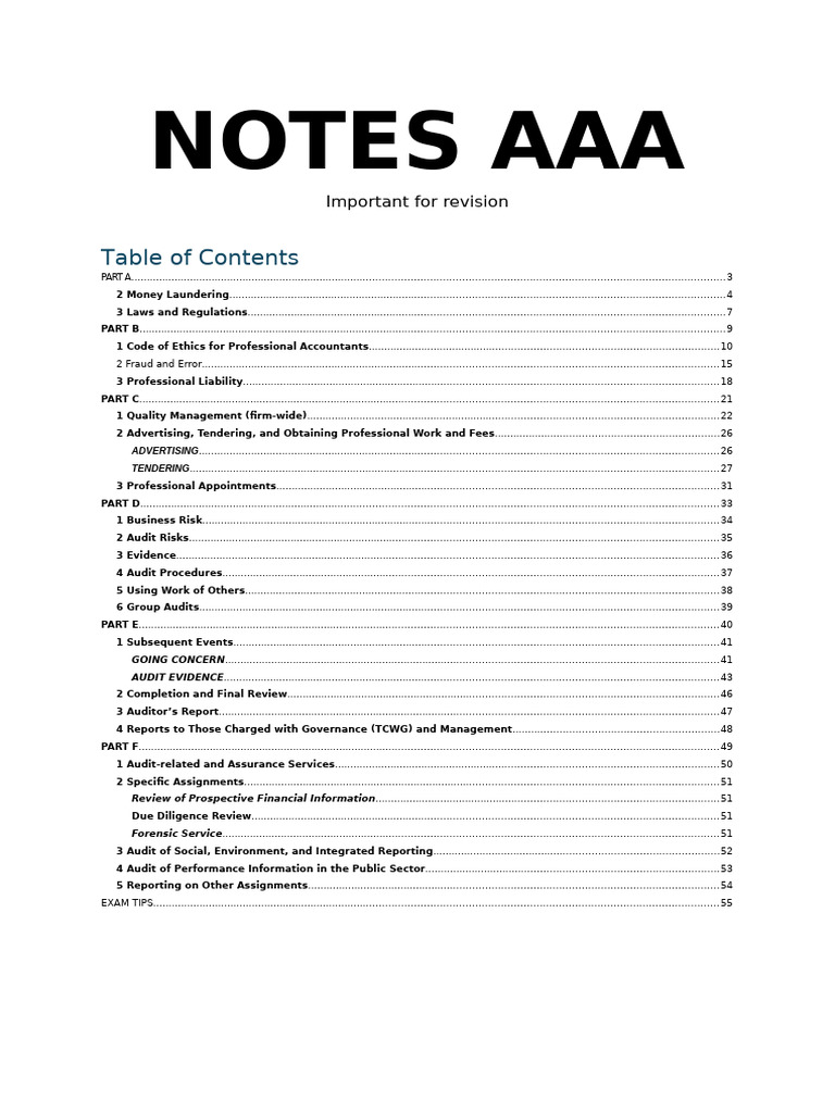 NOTES AAA | PDF | Audit | Negligence
