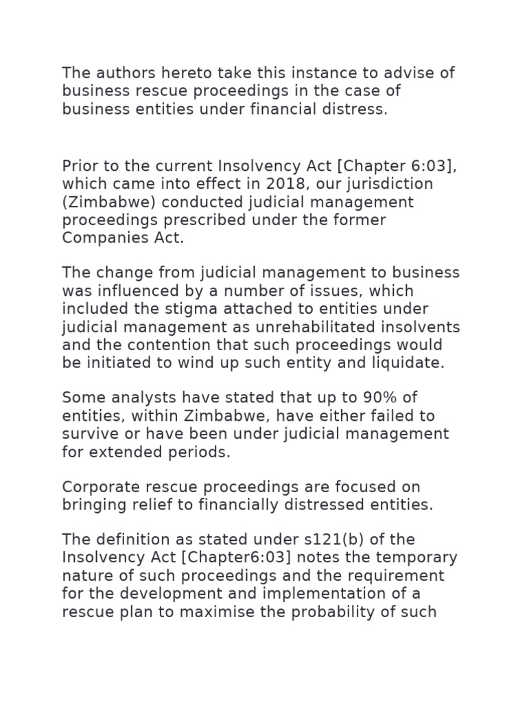 Corporate rescue | PDF | Insolvency | Liquidation