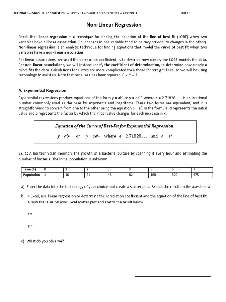 7.3 - Non-Linear Regression | PDF | Linear Regression | Regression Analysis