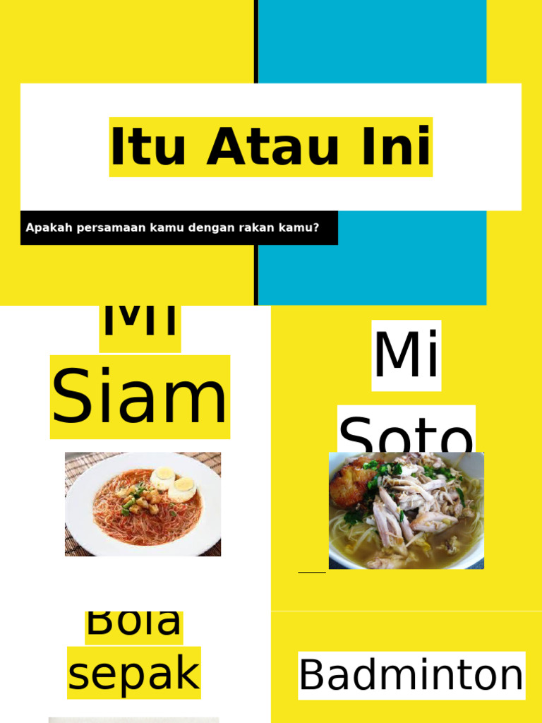 Itu Atau Ini | PDF | Game & Aktivitas