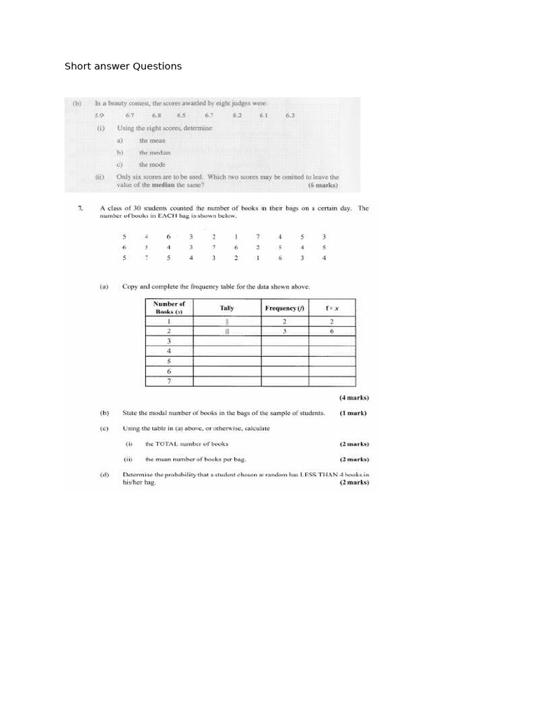 Short Answer Questions - Grade 10 Sixweek 2nd Practice | PDF