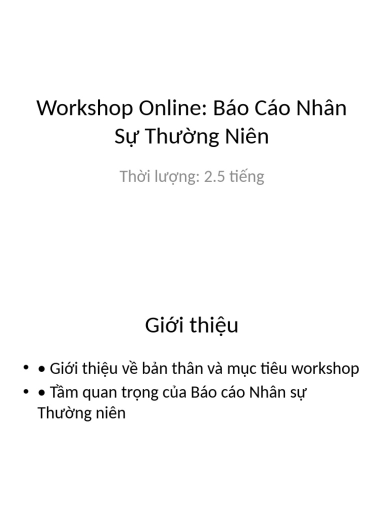 Workshop Bao Cao Nhan Su Thuong Nien | PDF