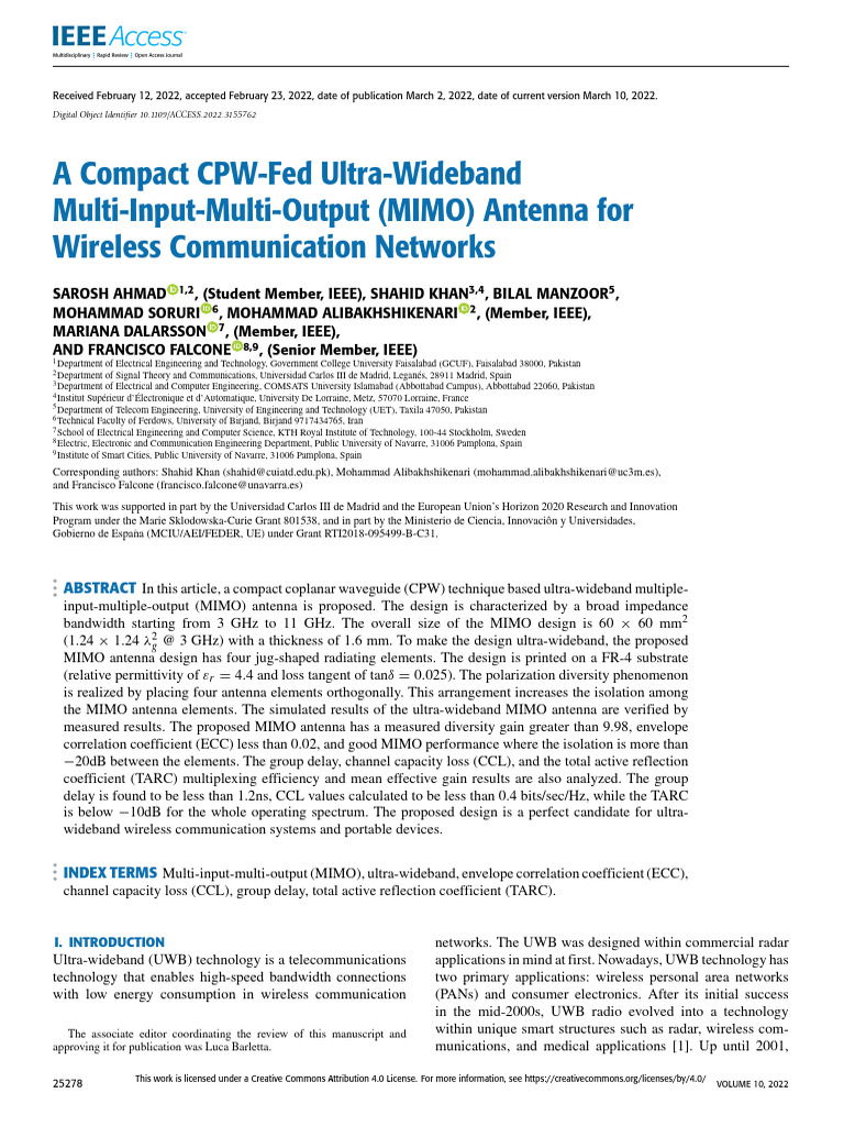 A Compact CPW-Fed Ultra-Wideband Multi-Input-Multi-Output MIMO Antenna For Wireless ...