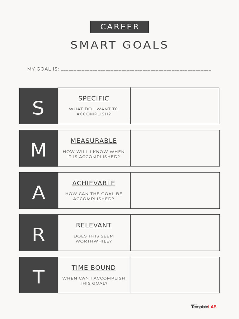 Career Smart Goals Template | PDF | Self-Improvement