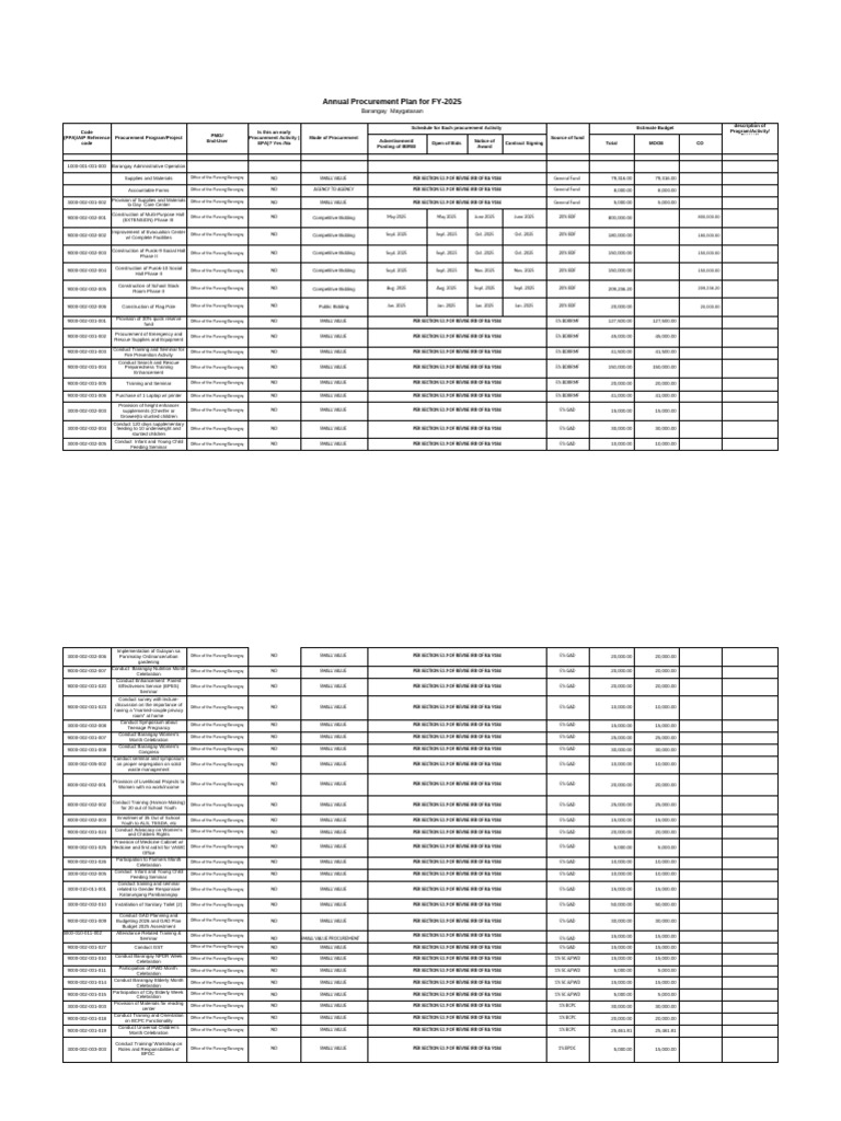 BUDGET 2025 PPMP & APP (New) 10.04 | PDF | Procurement
