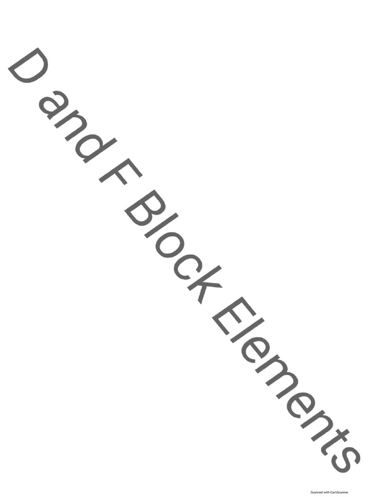 Chemistry Class 12th Chapter-D and F Block Elements | PDF