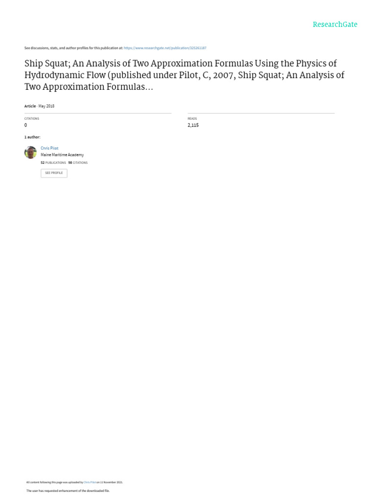 Ship Squat Formulas Explained | PDF | Ships | Pressure