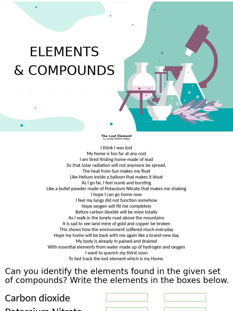Elements and Compounds | PDF | Chemical Elements | Chemical Substances