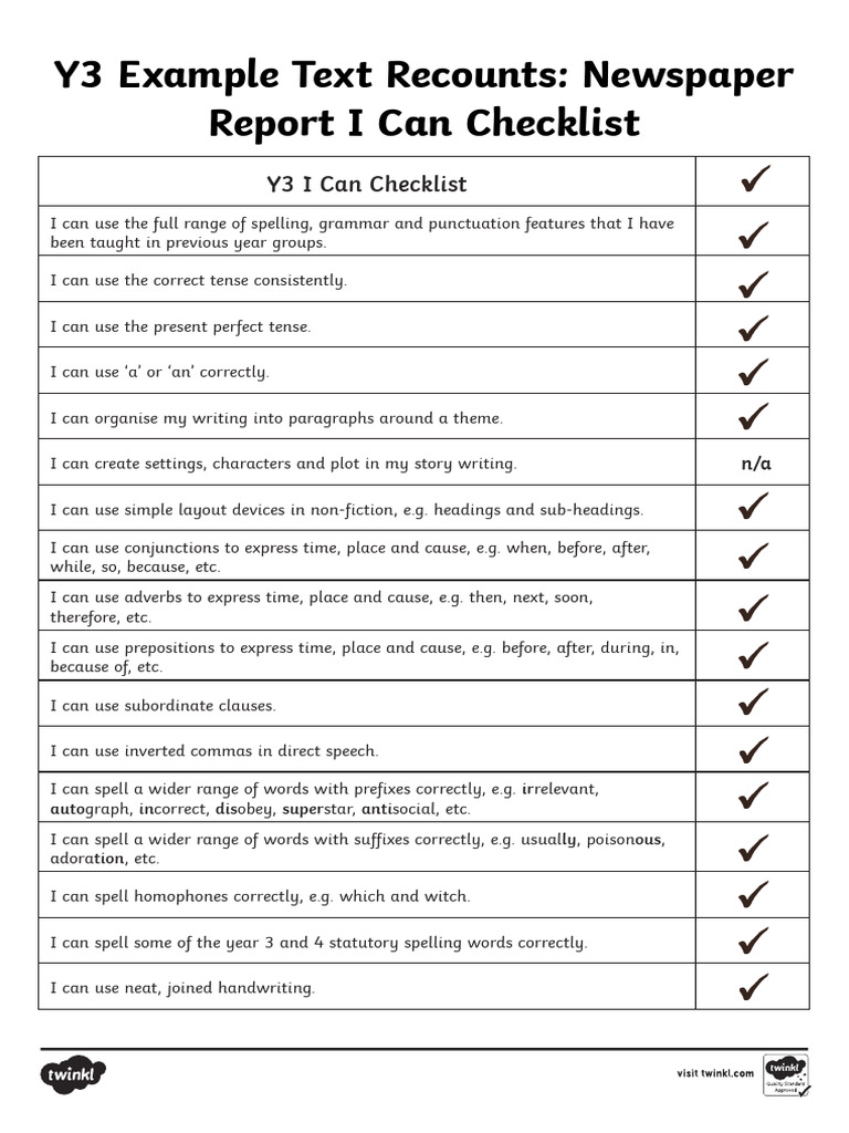 I Can Checklist | PDF | Language Families | Syntax