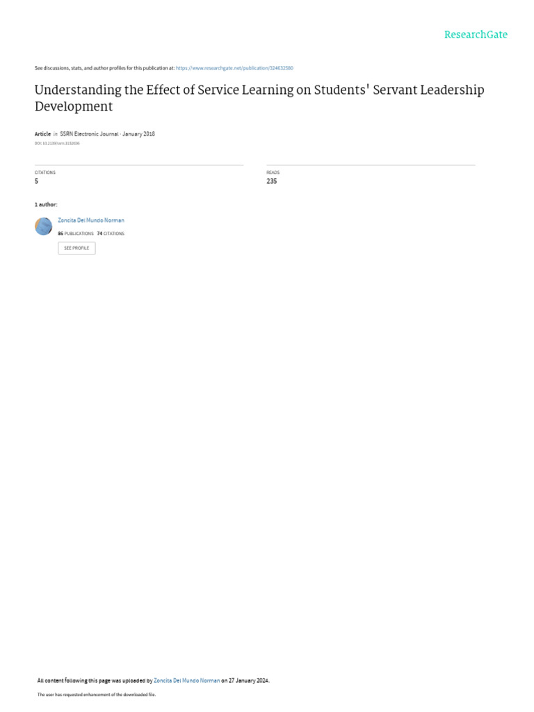 Service-Learning and Servant Leadership | PDF | Servant Leadership ...