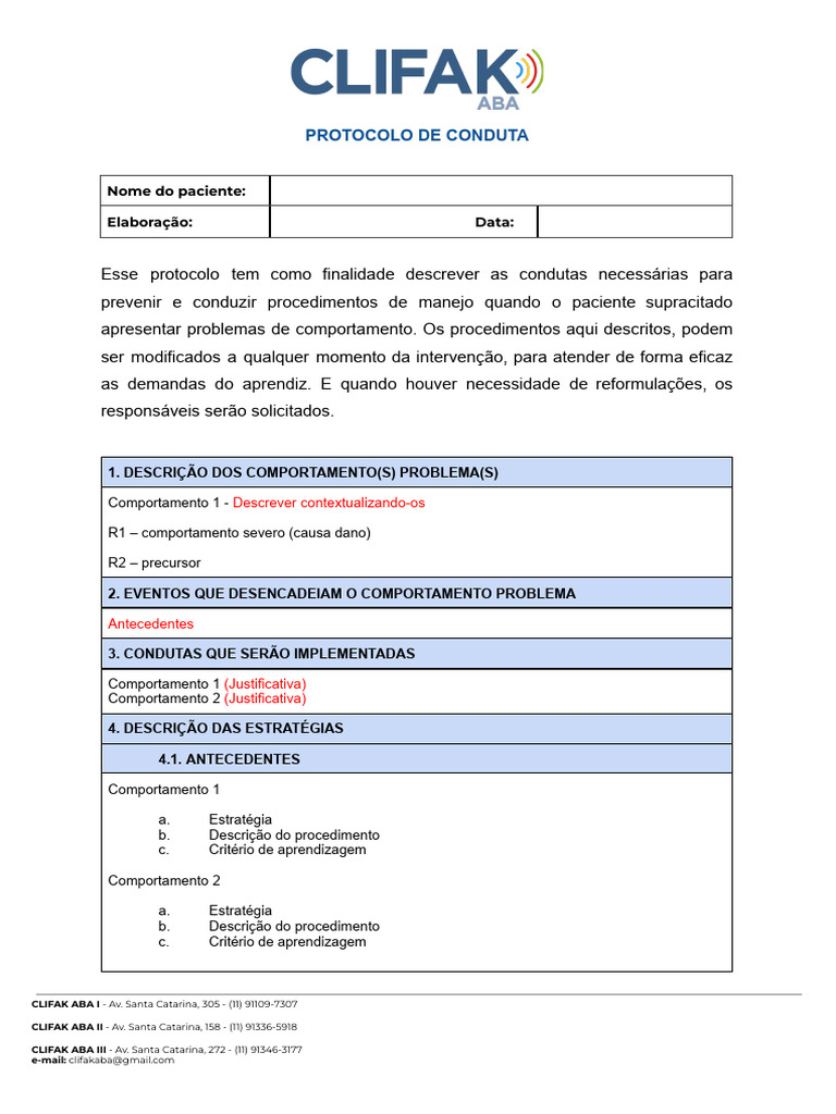 Protocolo de Conduta | PDF | Aprendizado | Comportamento