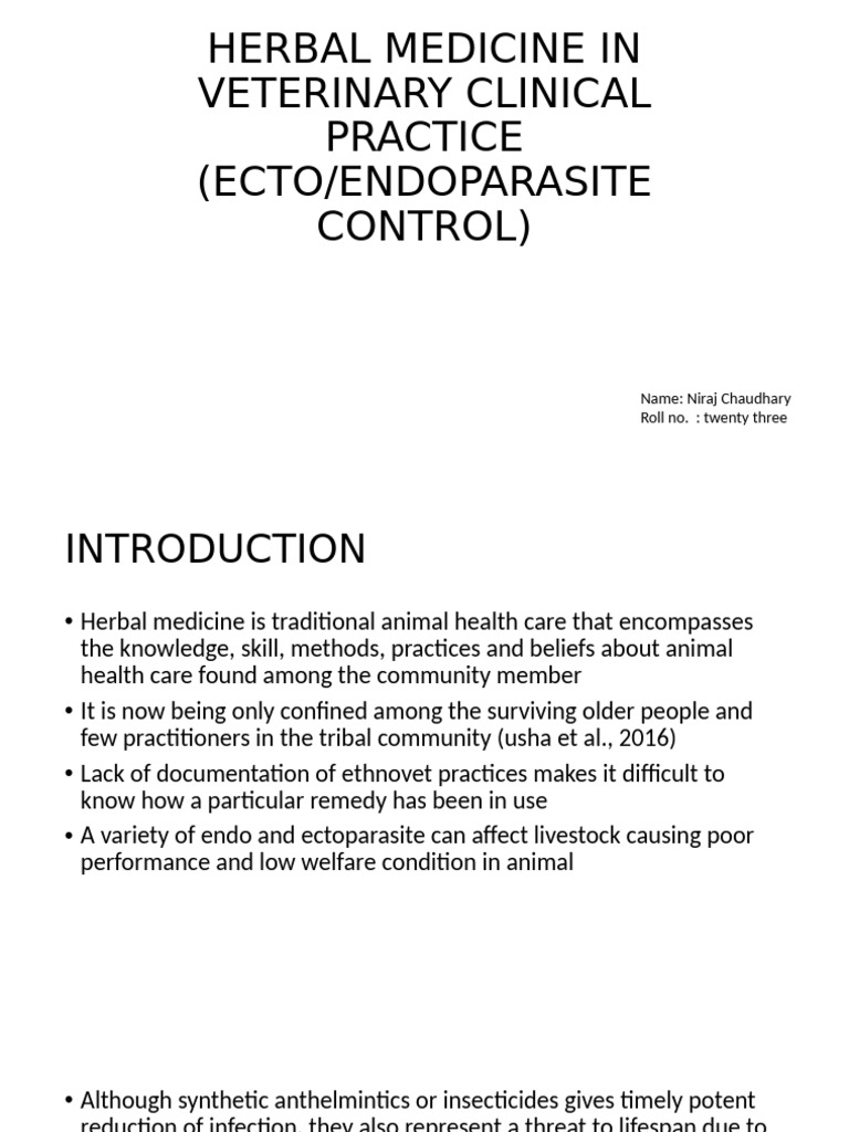 Herbal Medicine in Veterinary Clinical Practice (Ecto | PDF ...