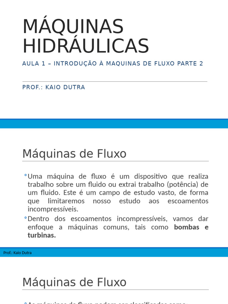 Aula 2 - Máquinas de Fluxo | PDF | Bomba | Engenharia Mecânica