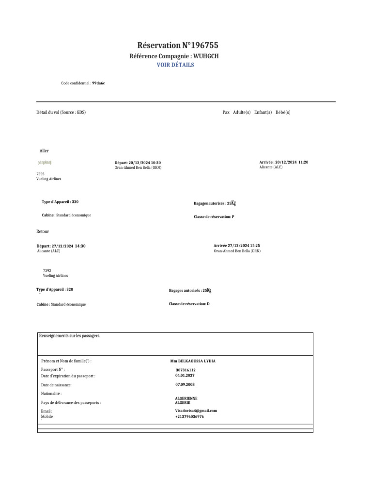 Telex Billet Lydia | PDF