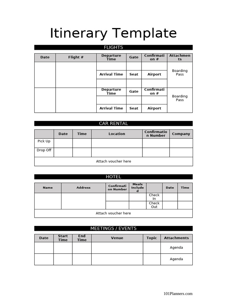 Itinerary Template | PDF