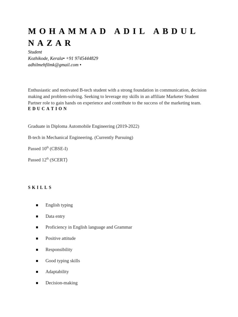 ADIL CV For Digital Marketing | PDF | Career & Growth