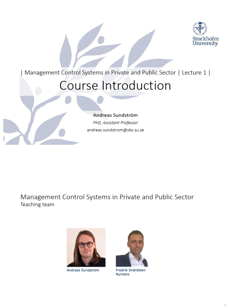 Management Control Systems Lecture 1 | PDF | Lecture | Knowledge