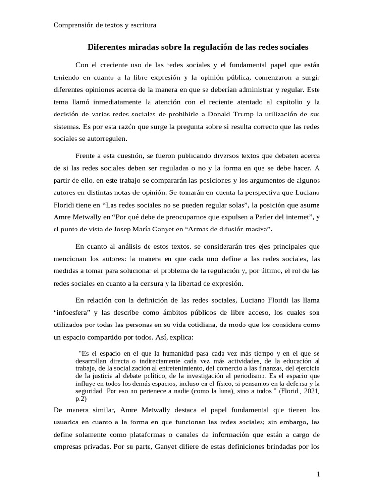 Ejemplo de TP 1 | PDF | Libertad de expresión | Redes sociales
