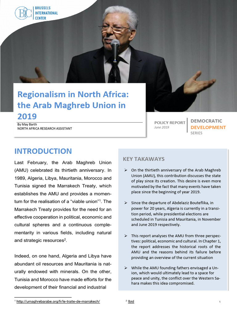 Regionalism in North Africa - The Arab Maghreb Union in 2019 | PDF ...