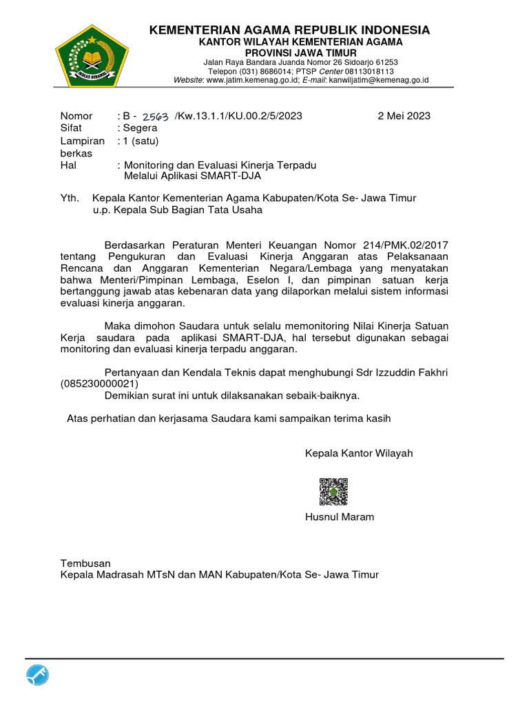 Monitoring Dan Evaluasi Kinerja Terpadu SMART-DJA | PDF