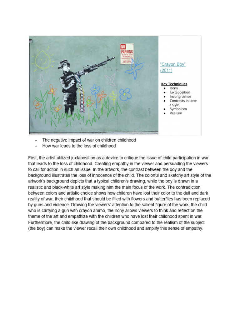 Banksy Crayon Boy - Short Analysis | PDF