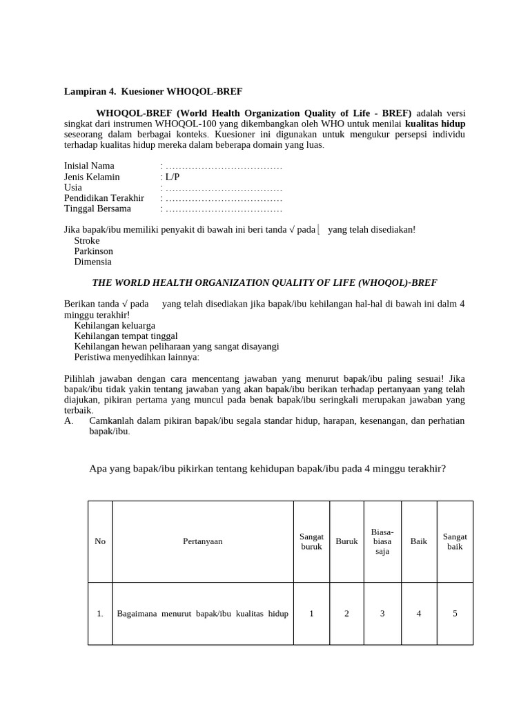 KUESIONER - Asep Sudrasana | PDF | Pengembangan Diri | Kesehatan Holistik
