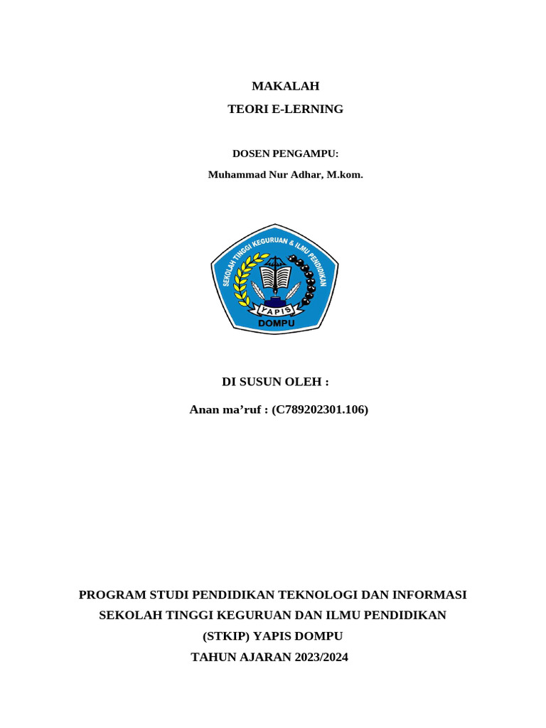 Makalah E-Learning Anan | PDF