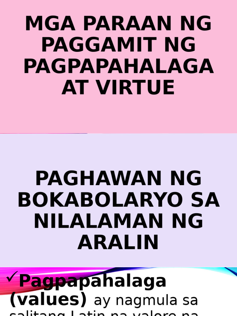 Mga Paraan NG Paggamit NG Pagpapahalaga Week3 | PDF