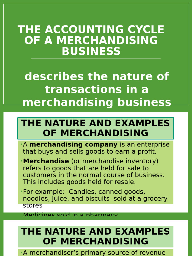 Accounting Cycle of Merchandising Business | PDF | Debits And Credits ...