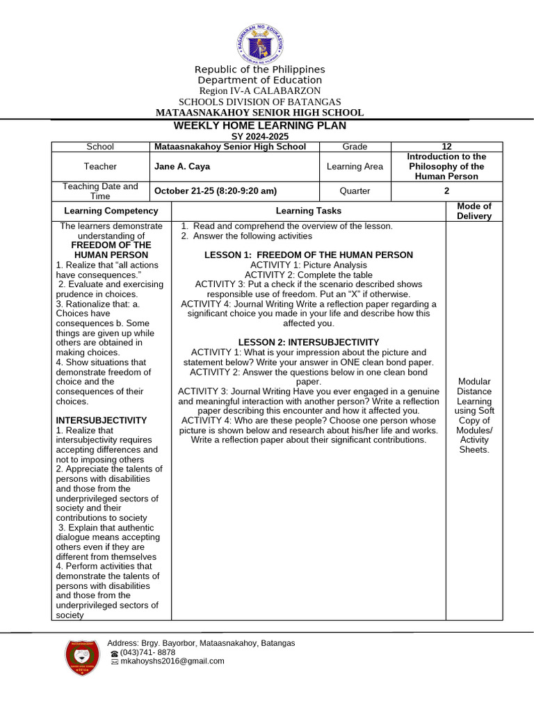 WHLP ABM12 IPHP Week-4 JAC | PDF | Learning | Liberal Arts Education