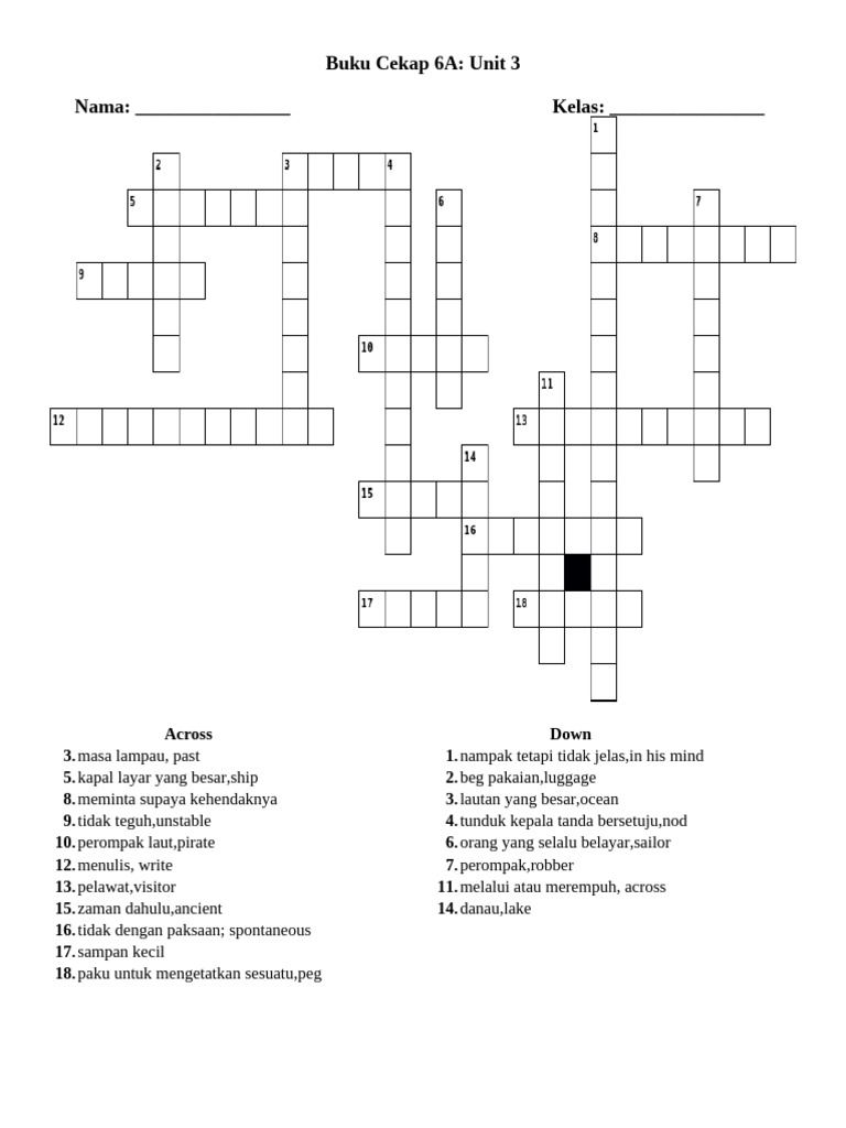 Teka Silang Kata BT 6A-Unit 3 | PDF | Ilmu Sosial | Perjalanan