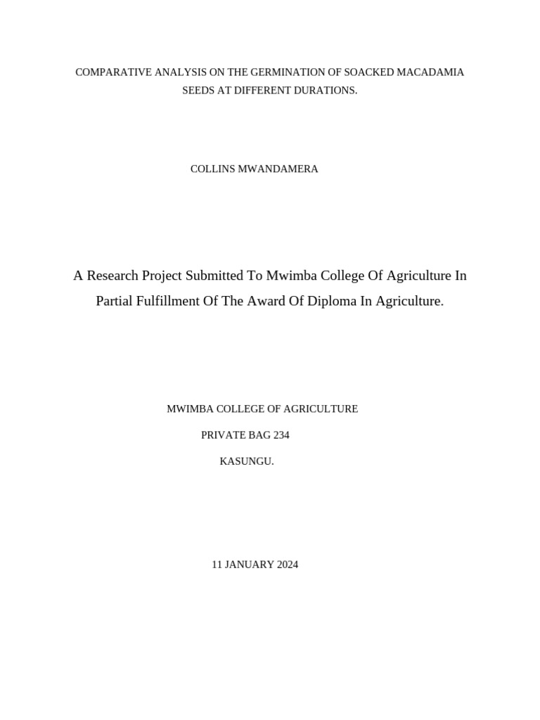 Macadamia Seed Germination Study | PDF | Seed | Germination