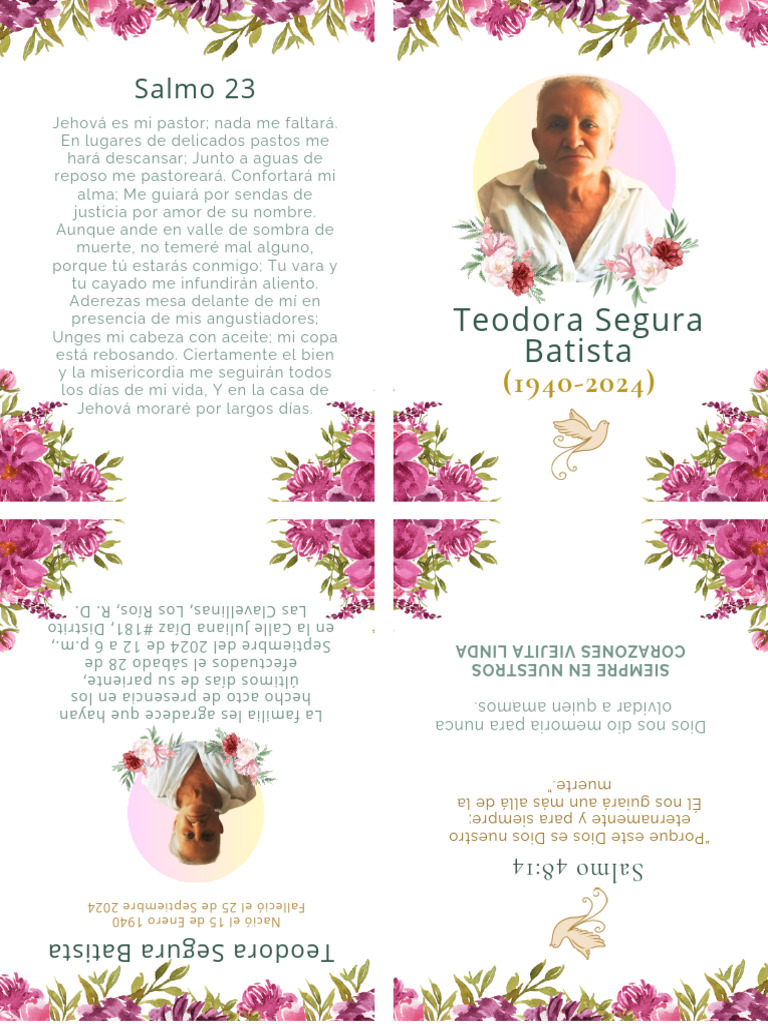 Recuerdo y Oración por Teodora Segura | PDF
