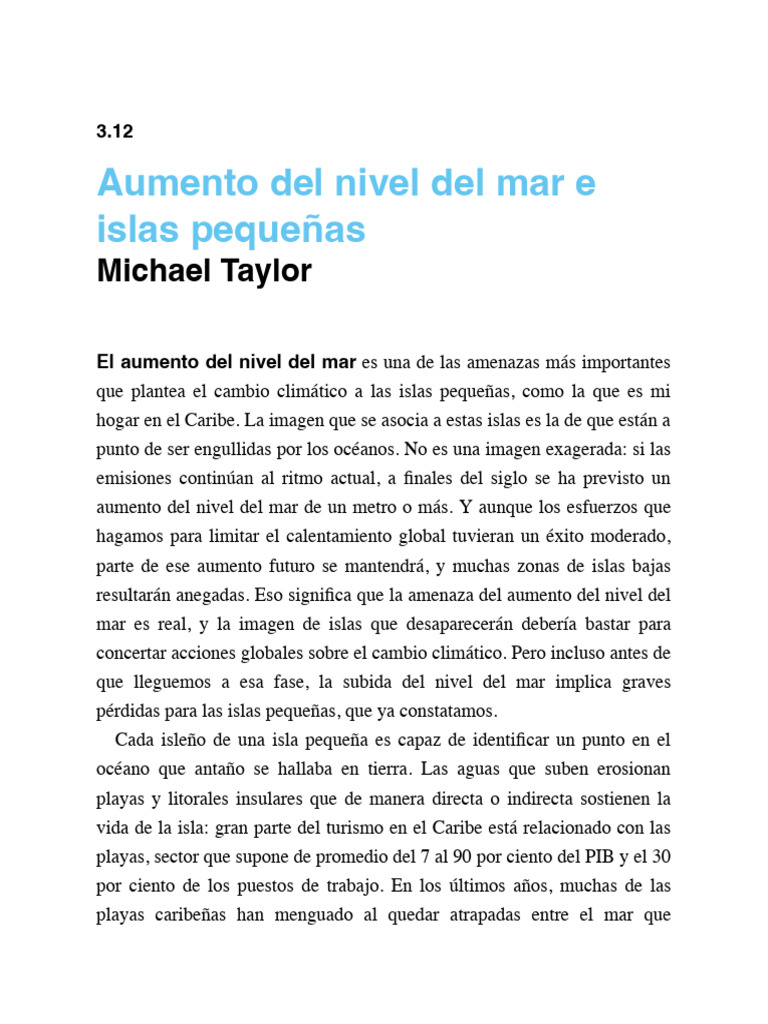 Aumento del nivel del mar en islas pequeñas | PDF | Aumento del nivel ...