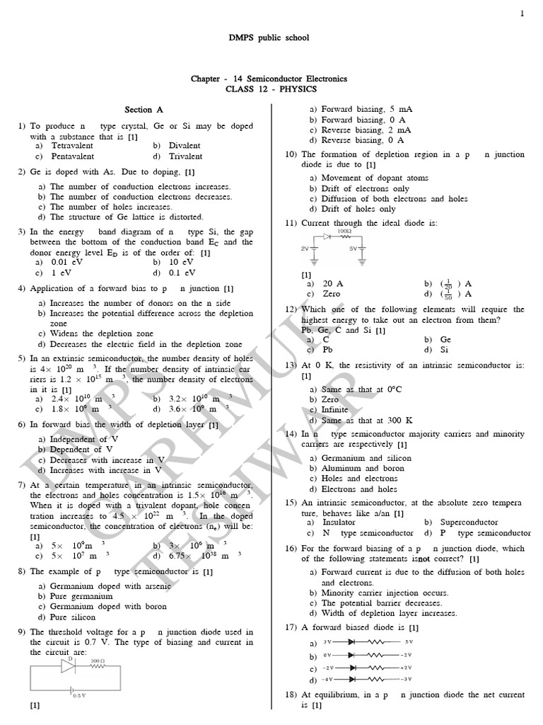 Class 12 Physics: Semiconductor Concepts | PDF | P–N Junction ...