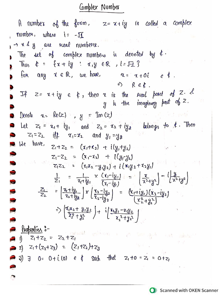COMPLEX NUMBER Notes | PDF