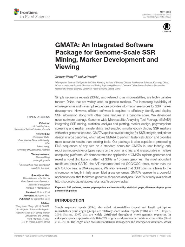 GMATA An Integrated Software Package For Genome-Sc | PDF ...
