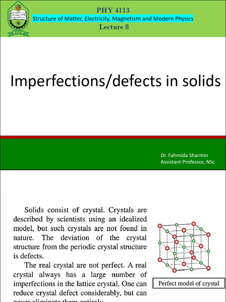 Defects in A Solid - L8 | PDF | Crystallographic Defect | Dislocation